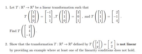 [solved] 1 let t r3r3 be a linear transformation such tha