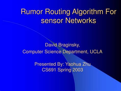 Ppt Rumor Routing Algorithm For Sensor Networks Powerpoint
