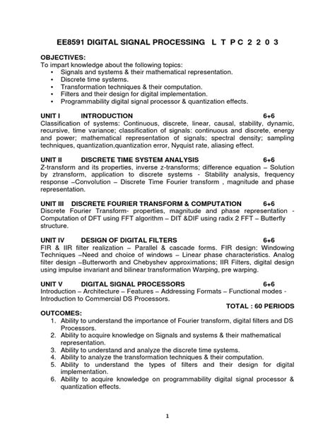 ee8591 digital signal processing syllabus download free pdf discrete fourier transform