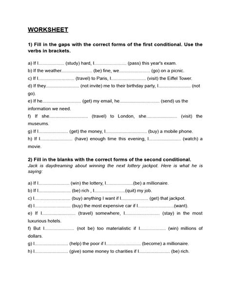 Worksheet Conditionals Pdf