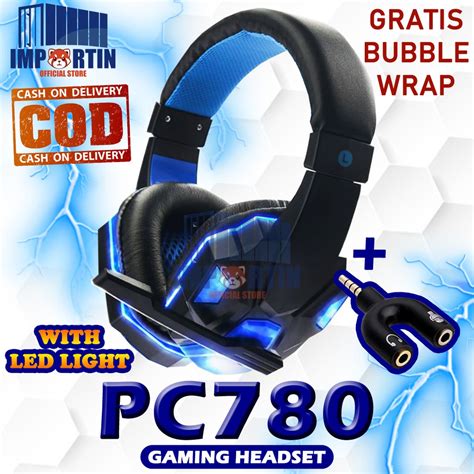 Jual Headset Gaming Wired Pc Led Light Lampu Headphone Gaming Buat Hp D Stereo Surround Bass