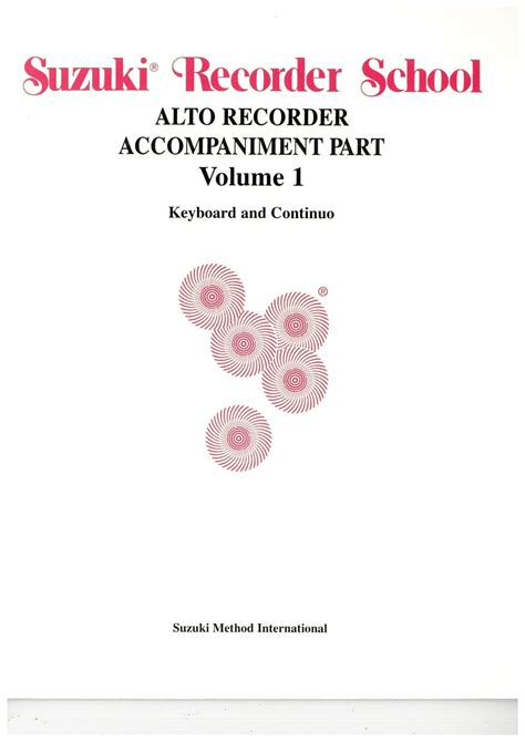 Suzuki Recorder School 1 Keyboard And Continuo Acc Altblokfløjte