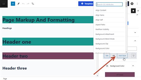 how to style page with page styles component
