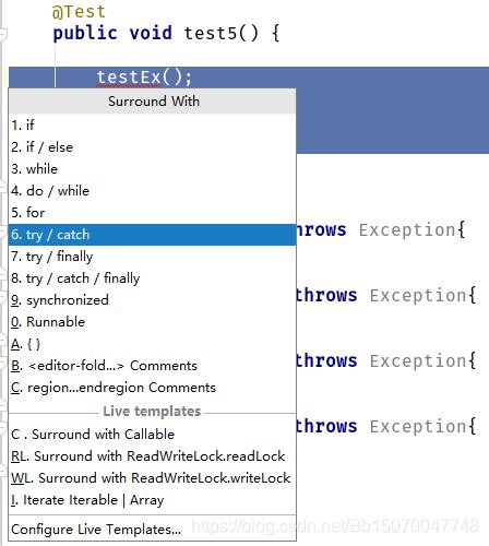 Idea选中代码生成try Catch块idea指定代码生成trycatch Csdn博客