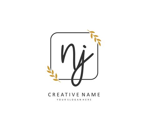 Nj Initial Letter Handwriting And Signature Logo A Concept Handwriting Initial Logo With