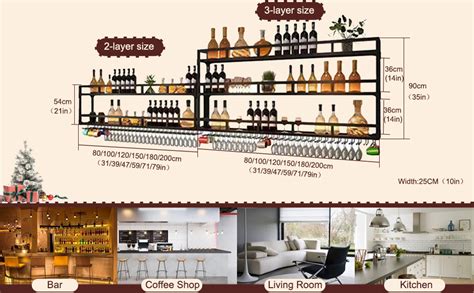 Wall Wine Rack Floating Bar Shelves Wall Mounted With Led Light Liquor