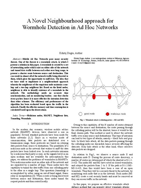 A Novel Neighbourhood Approach For Wormhole Detection In Ad Hoc