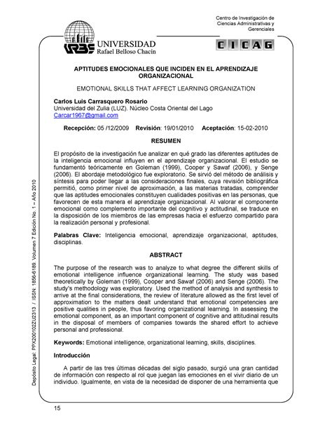 Aptitudes Emocionales Depósito Legal Ppx200102zu2313 Issn 1856