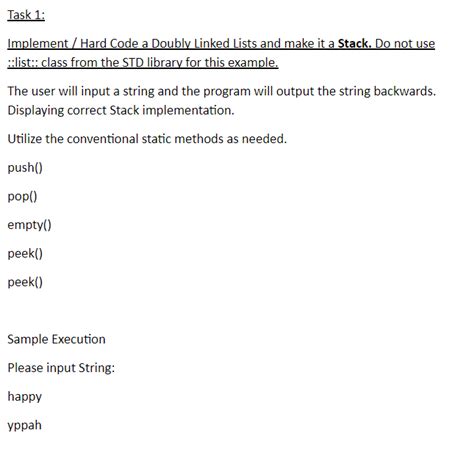 Solved Task 1 Implement Hard Code A Doubly Linked Lists