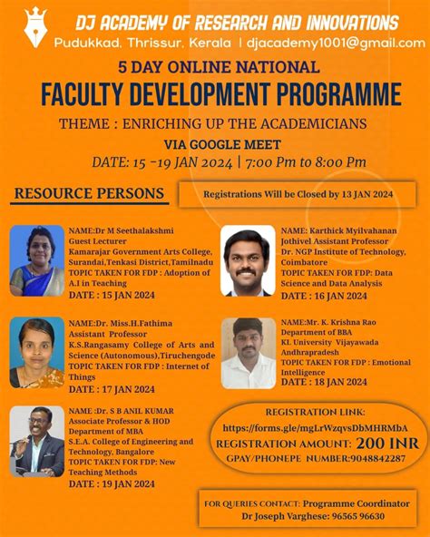 Dr S B Anil Kumar On Linkedin My Upcoming Fdp As A Resource Person