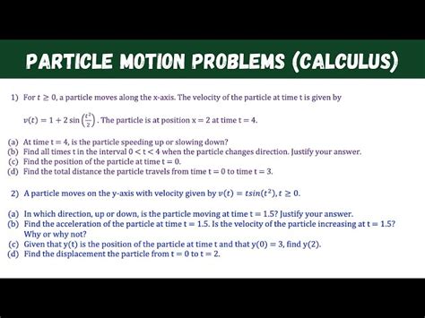 Calculus Ab Worksheet 2 On Particle Motion What Ap Calculus Students