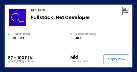 Fullstack Net Developer Job Fullstack Connectis Remote No