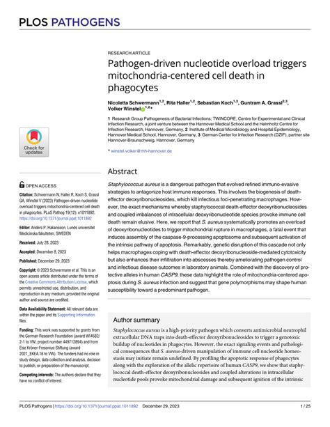 Pdf Pathogen Driven Nucleotide Overload Triggers Mitochondria Centered Cell Death In Phagocytes