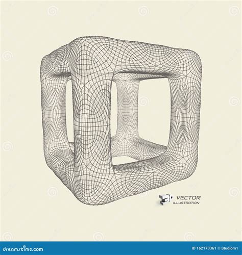 Cube Connection Structure 3d Grid Design Technology Style Stock Vector Illustration Of