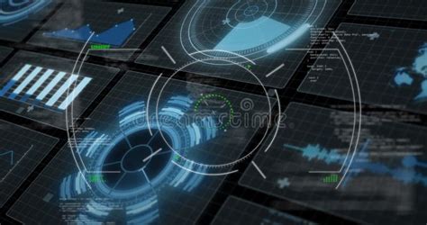 Animation Of Futuristic Digital Interface With Circular Graphs In School Setting Stock Footage