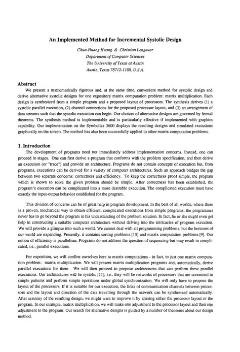Pdf An Implemented Method For Incremental Systolic Design