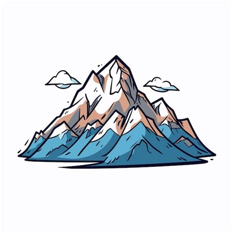 산 평평한 터 일러스트레이션 산 만화 손 그림 고립된 터 Illustration 프리미엄 벡터