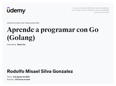 Rodolfo Misael Silva González On Linkedin Udemy Course Completion Certificate