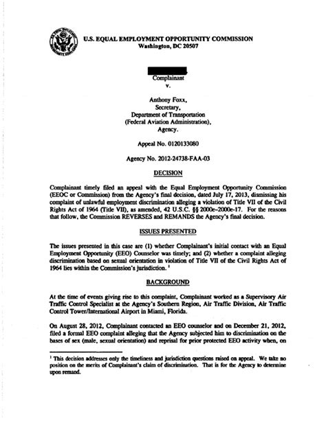 Eeoc Decision Sexual Orientation Title Vii Pdf Civil Rights Act Of