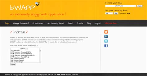 Bwapp An Extremely Buggy Web App For Practising Hacking