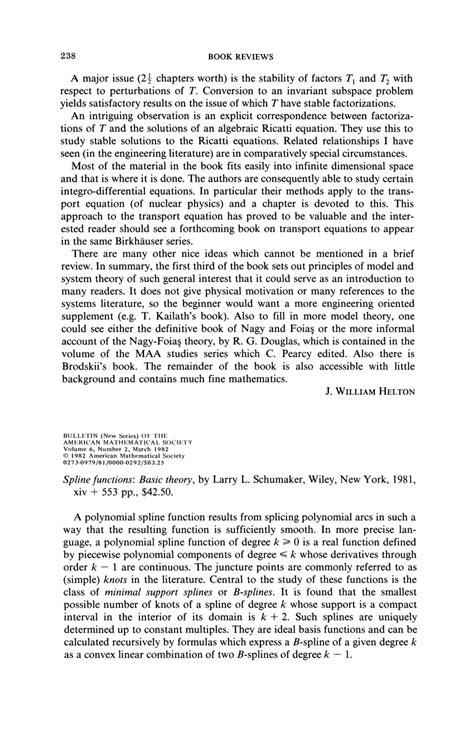 Pdf Review Larry L Schumaker Spline Functions Basic Theory