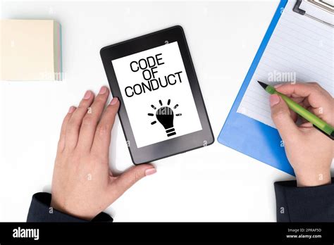 Writing Displaying Text Code Of Conduct Business Idea Ethics Rules