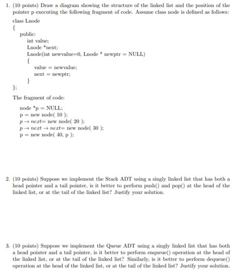 solved 1 10 points draw a diagram showing the structure