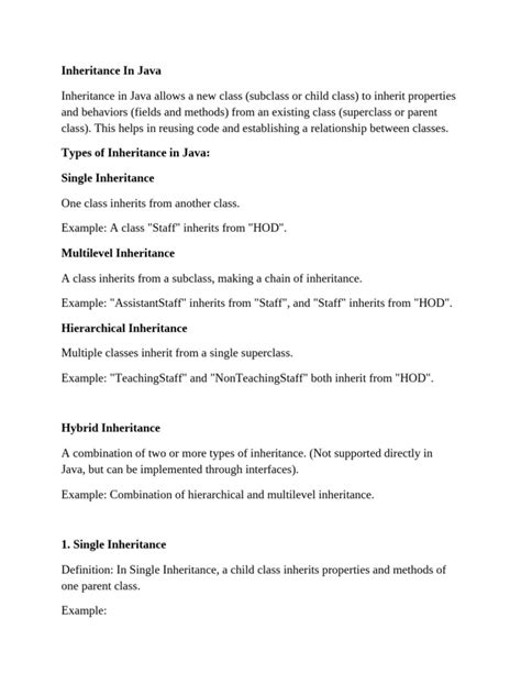 Inheritance In Java Pdf Inheritance Object Oriented Programming