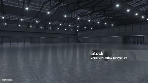 빈 전시 공간의 3d 렌더링 전시회 및 이벤트의 배경 타일 바닥 마케팅 모의 모던 양식에 대한 스톡 사진 및 기타 이미지 모던 양식 전시회 창고 Istock