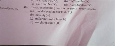 Elevation Of Boiling Point Is Inversely Proportional To Filo