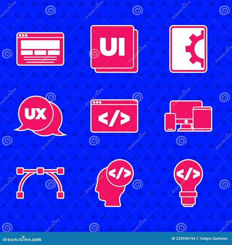 Set Front End Development Monitor Mobile Tablet Bezier Curve Ui Ux