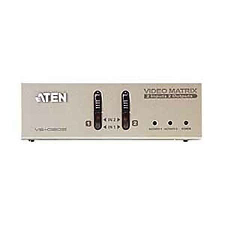 Aten VS0202 2 Port Video Matrix Switch TAA Compliant 2x HD 15 Video In 2x HD 15 Video Out 2x