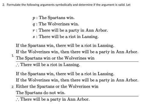 solved 1 formulate the following arguments symbolically and