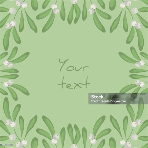 정사각형 엽서 흰색 겨우살이프레임 인사말 카드 초대장 포스터 배너를 위한 디자인 겨우살이과에 대한 스톡 벡터 아트 및 기타 이미지 겨우살이과 0명 관목 Istock