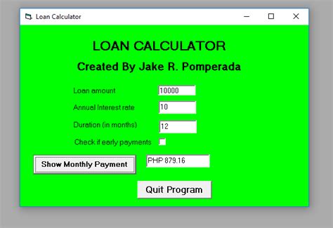 Free Programming Source Codes And Computer Programming Tutorials Loan Calculator In Visual Basic 6