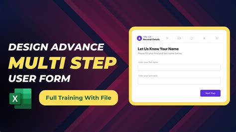 design advanced multi step userform in excel youtube
