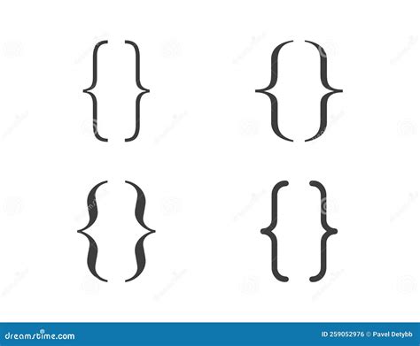 Curly Brace Bracket Icon Set Vector Illustration Stock Vector