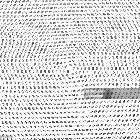 pattern of random digits in rows and columns with a twist rotated