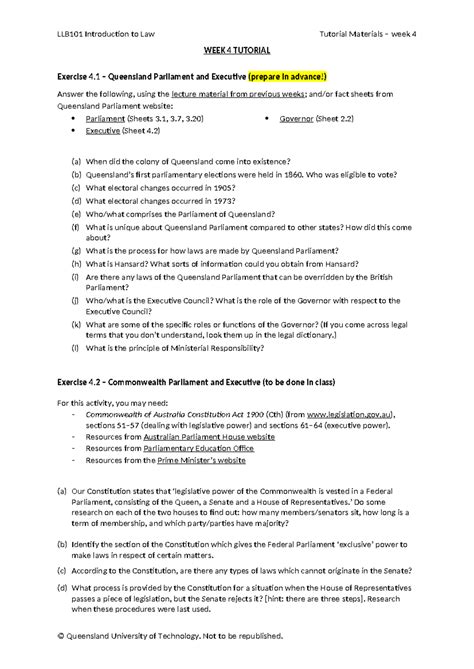 Week 4 Tutorial Activities V2 Llb101 Introduction To Law Tutorial