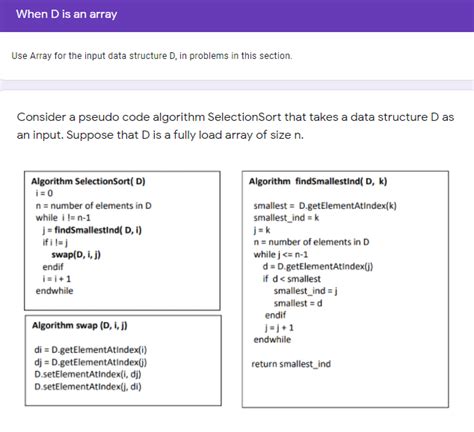 Solved When D Is An Array Use Array For The Input Data Chegg Com