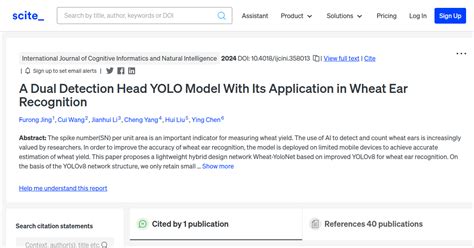 A Dual Detection Head Yolo Model With Its Application In Wheat Ear Recognition