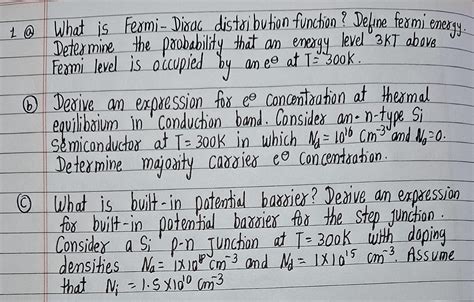 Solved 1 A ﻿what Is Fermi Dirac Distribution Function