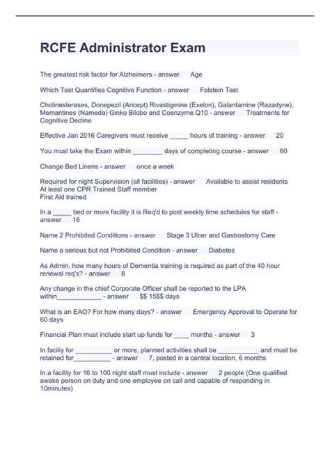 Rcfe Administrator Exam Questions And Answers 2024 Rcfe Stuvia Us