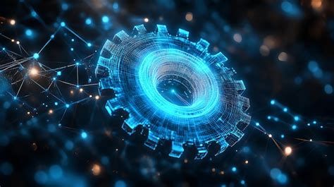 Digital 3d Gear Icon With Binary Code Artificial Intelligence In System Setting Optimization