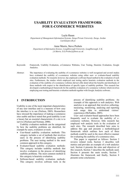 Pdf Usability Evaluation Framework For E Commerce Websites