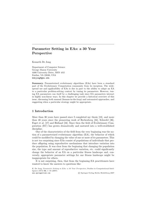 Pdf Parameter Setting In Eas A 30 Year Perspective