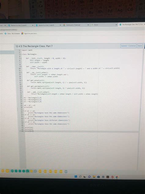 12 4 5 The Rectangle Class Part 7 Answer R Codehs Solutions