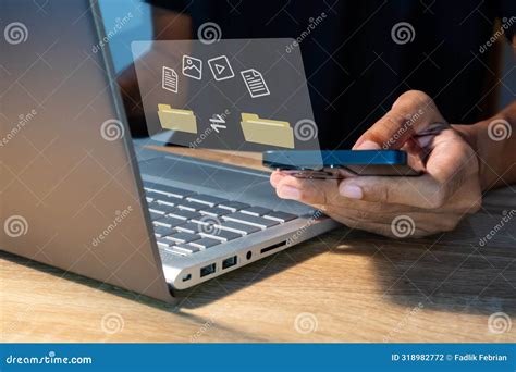File Transfer Between Mobile Phone And Laptop Copy File And Media Or Exchange Data On Virtual