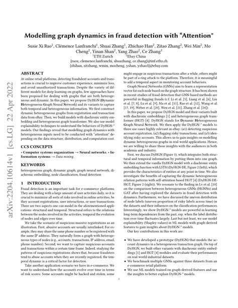Pdf Modelling Graph Dynamics In Fraud Detection With Attention