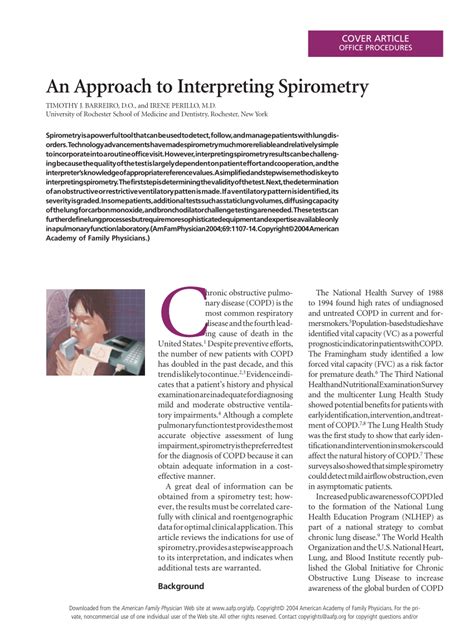 Pdf An Approach To Interpreting Spirometry